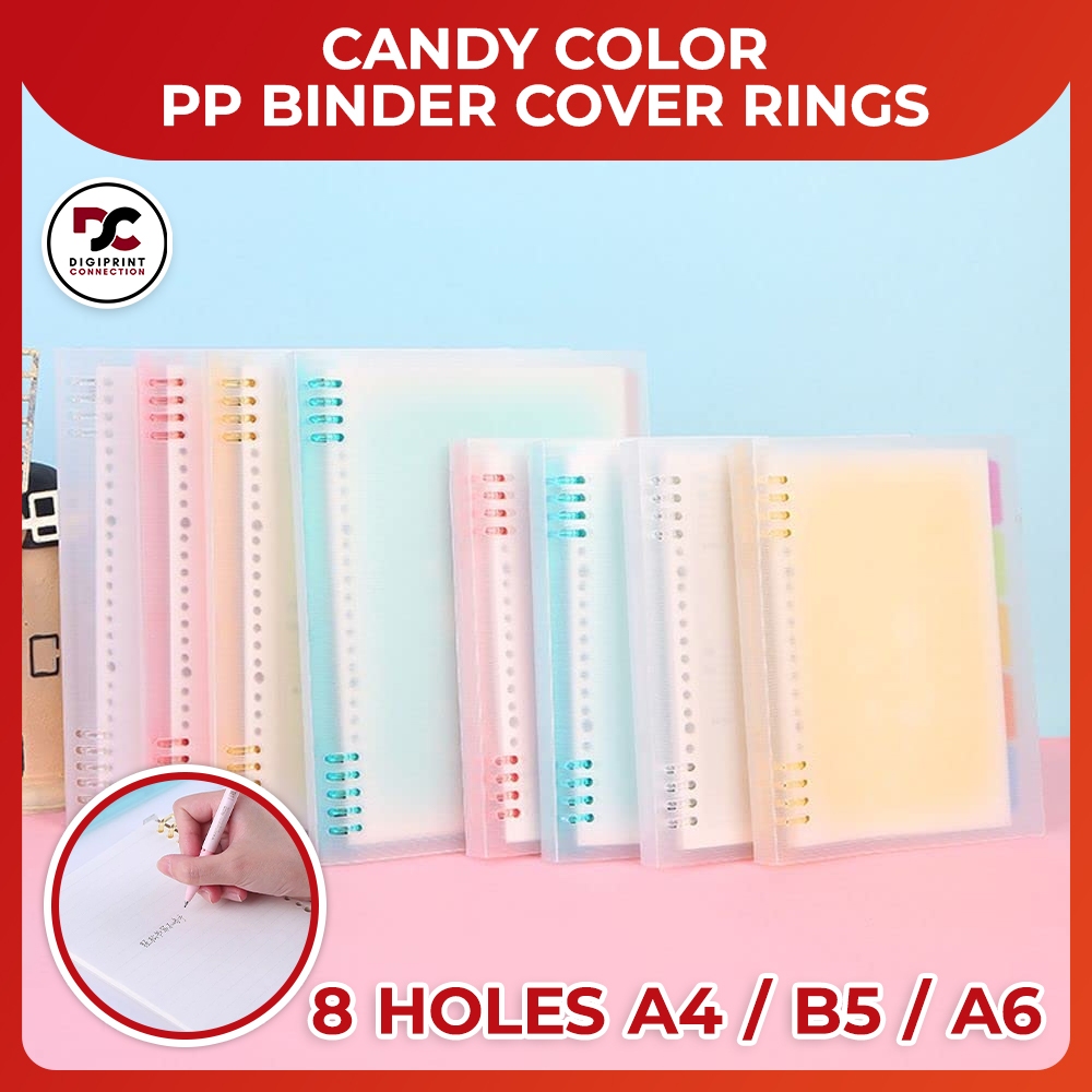 PP Binder 8 Holes Candy Color Frosted Cover Rings Loose-leaf Refill ...