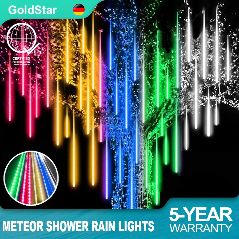 Gold Star 30/50cm Meteor Shower Solar Rain Lights Christmas Lights Led Icicle Lights Party ...