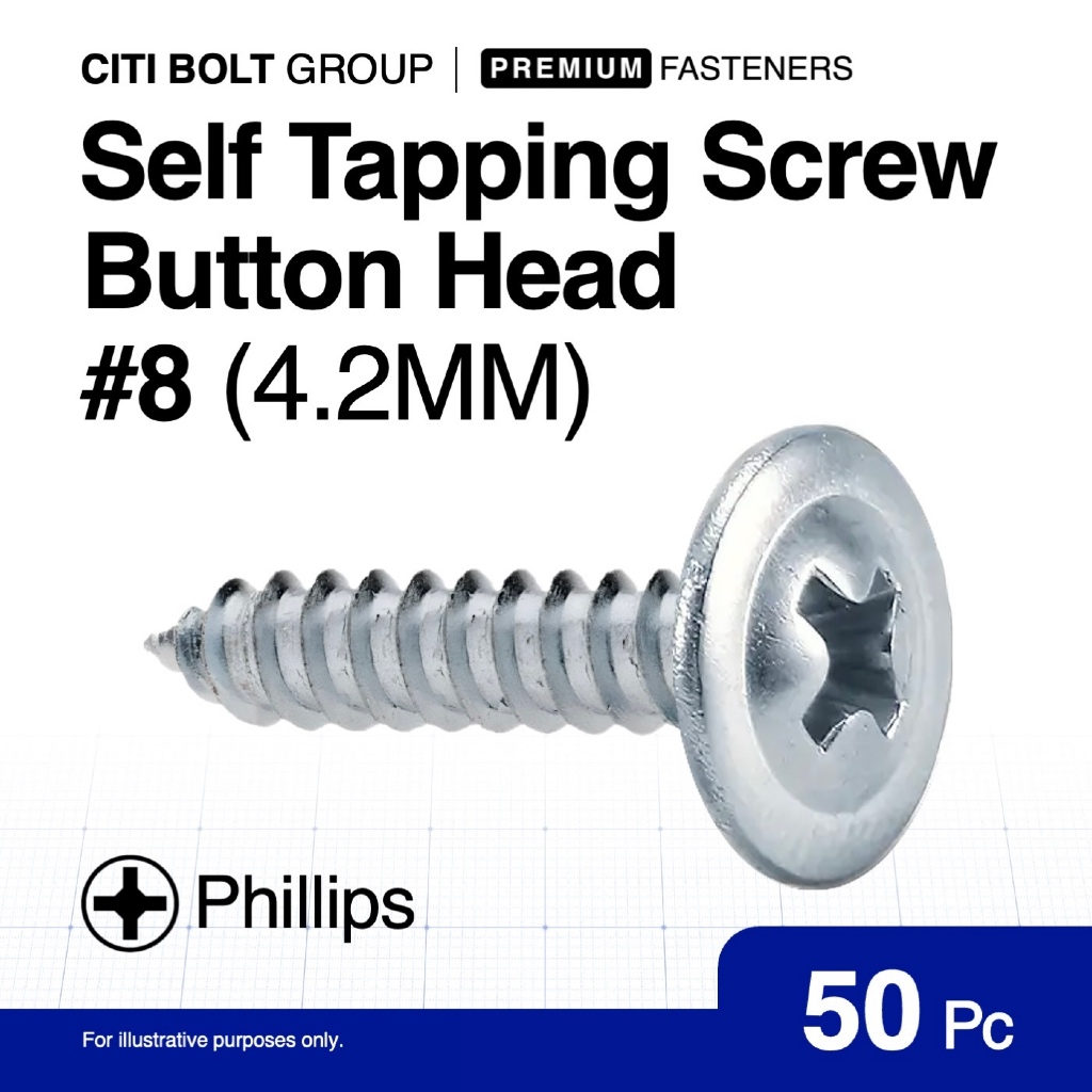 50pc #8 (4.2MM) Button Head Self Tapping Screw JBSTS | CITI BOLT | Shopee Philippines