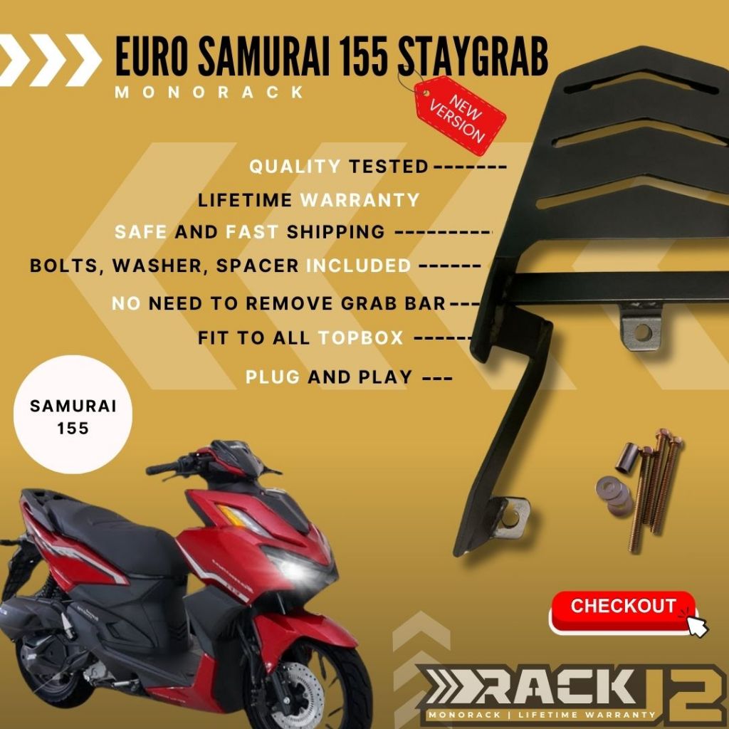 New Rackj2 Monorack bracket for Euro Samurai 155 Stay Grab Bar Lifetime ...