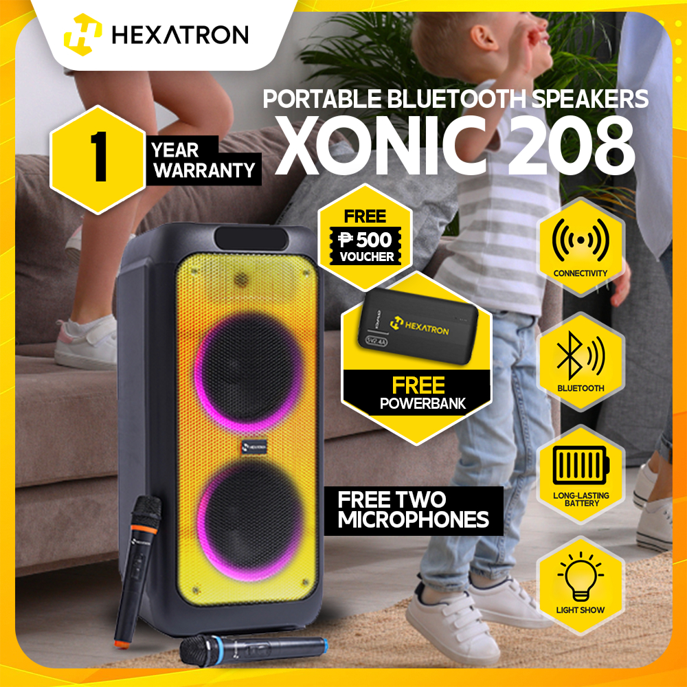 Hexatron Double 8" Portable TWS Bluetooth Speakers Xonic 208 | Shopee ...