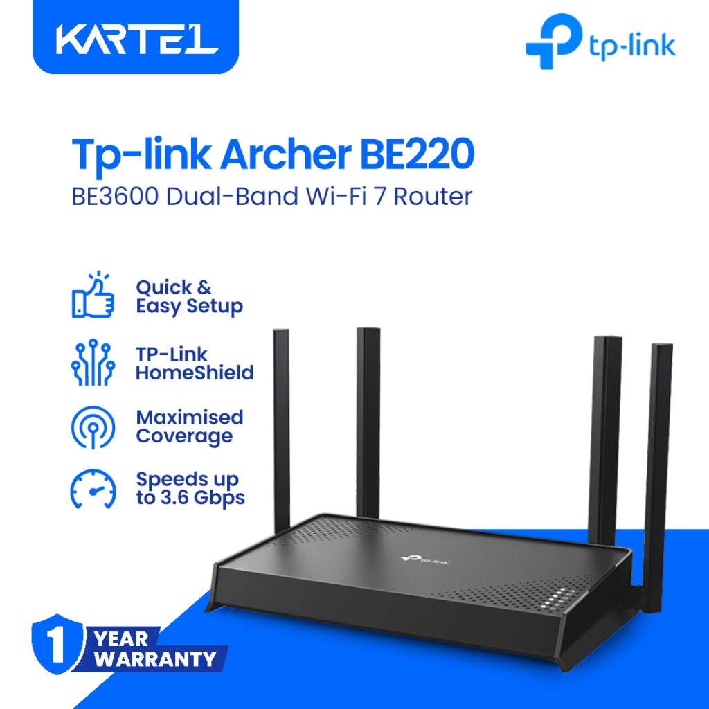 TP-Link Archer BE220 BE3600 Dual-Band Wi-Fi 7 Router | Shopee Philippines