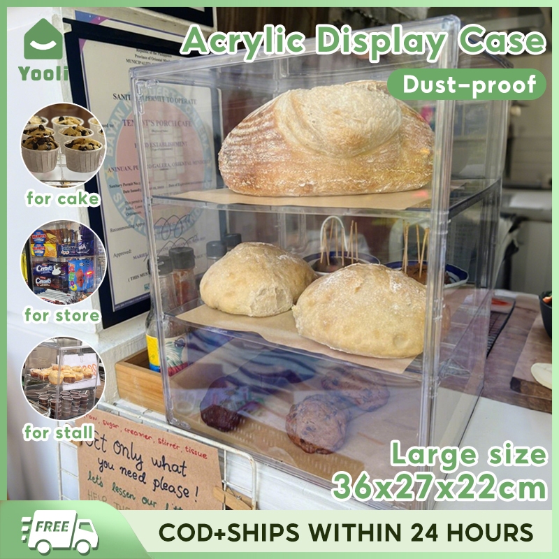 Yooli Acrylic Display Case Magnetic Dust-proof Bread Cake Storage Box ...