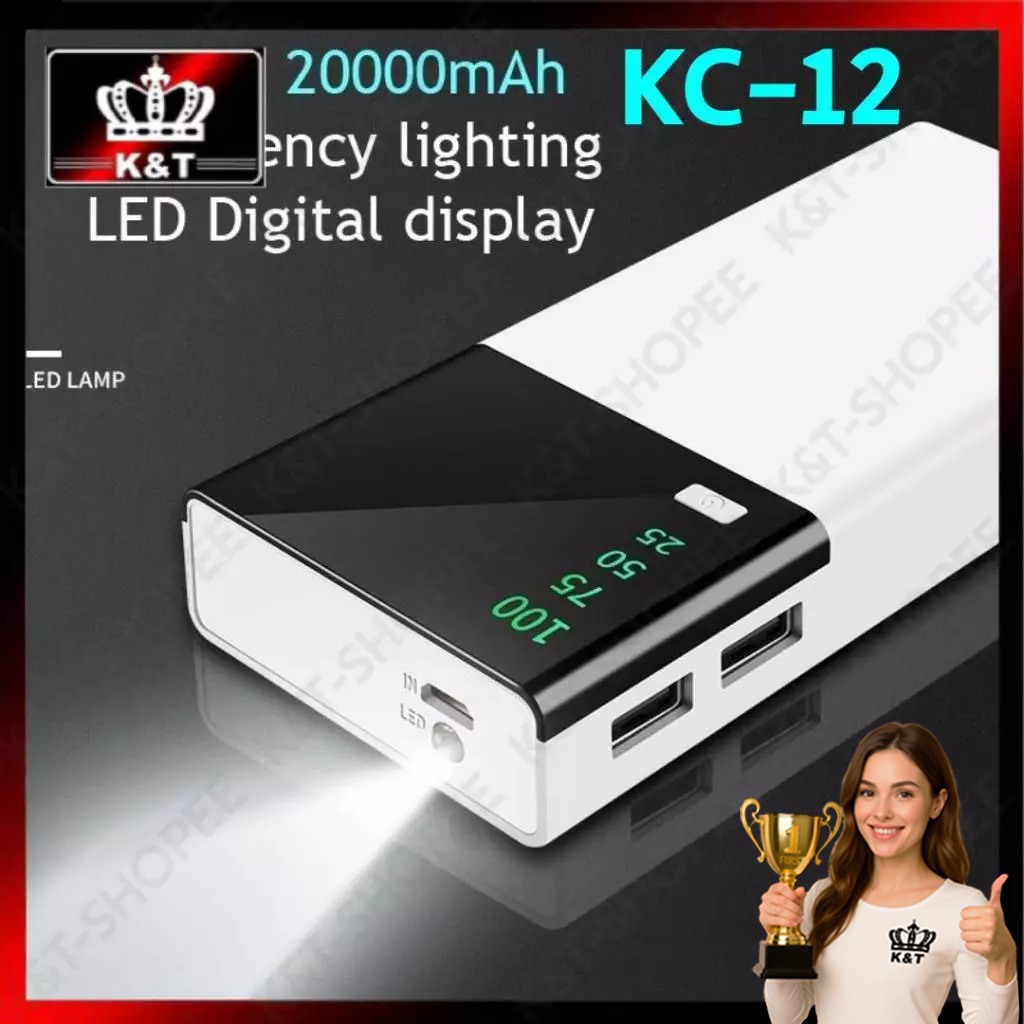 KC12 powerbank 2USB with LED Digital Display with flashlight Universal | Shopee Philippines