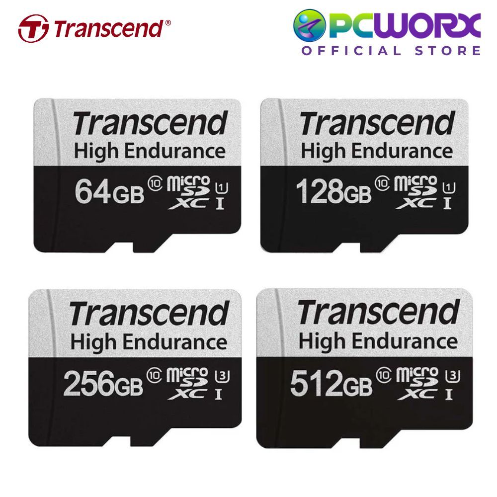 Transcend 350V High Endurance MicroSDXC Read Memory Card With SD Adapter for Dashcams ...