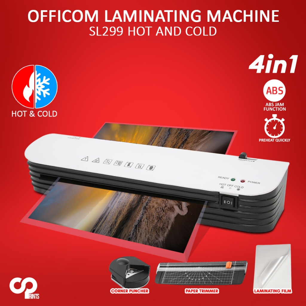 SL299 4-in-1 Laminating Machine Officom Laminator with Trimmer, Corner ...