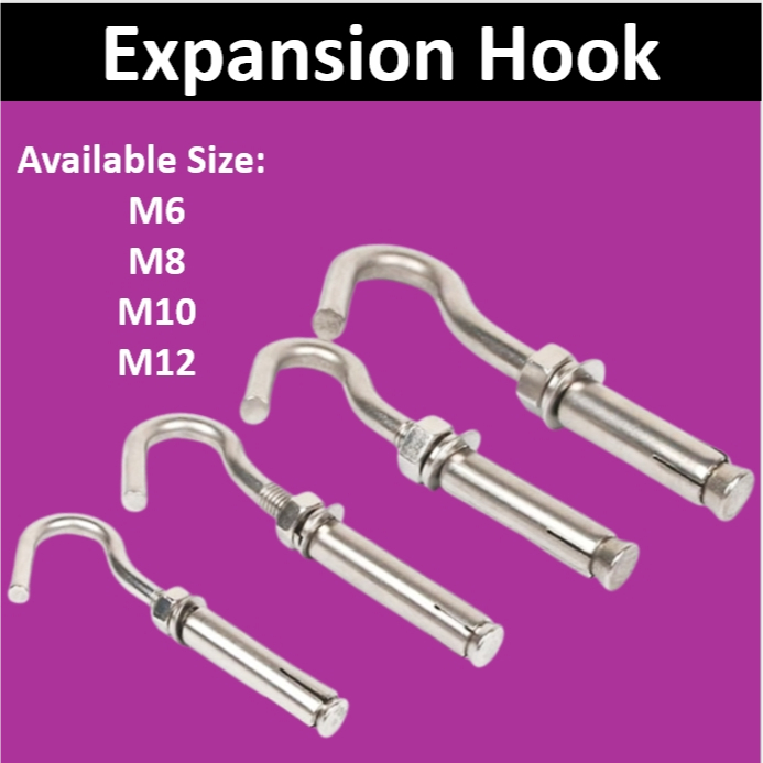 Twinjean 6mm 8mm 10mm 12mm Galvanized Steel Expansion Hook Concrete ...