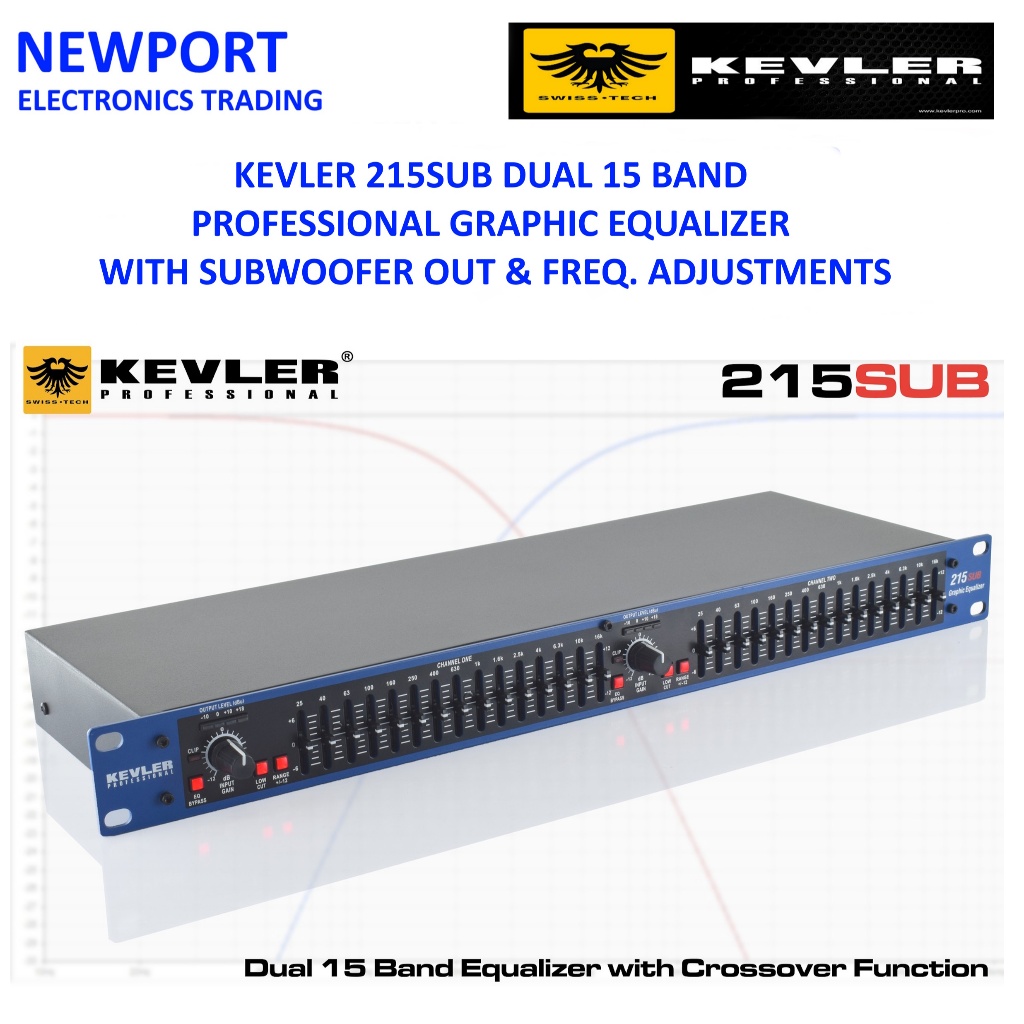 KEVLER 215SUB DUAL 15 BAND PROFESSIONAL GRAPHIC EQUALIZER WITH SUBWOOFER OUT AND FREQUENCY ...