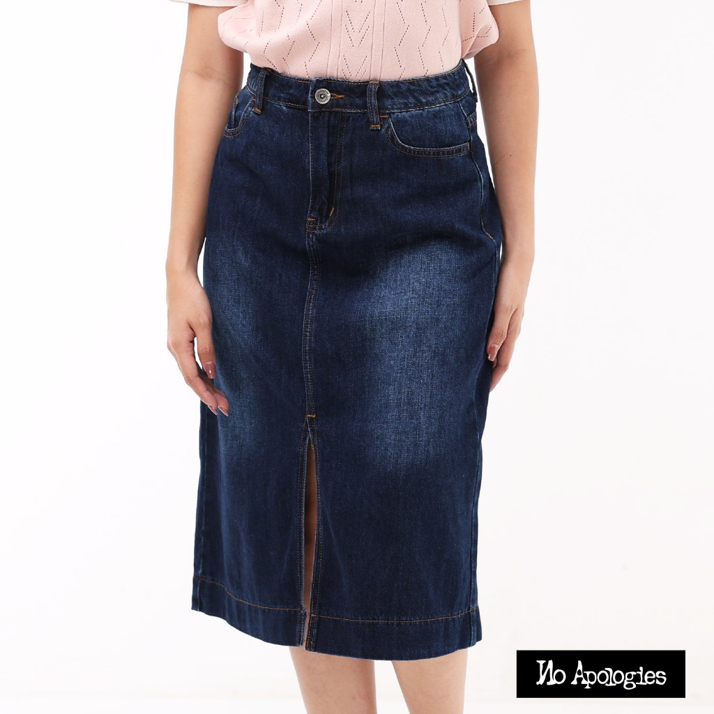 No Apologies Denim A Line Midi Skirt Ladies NSB06-0039 | Shopee Philippines