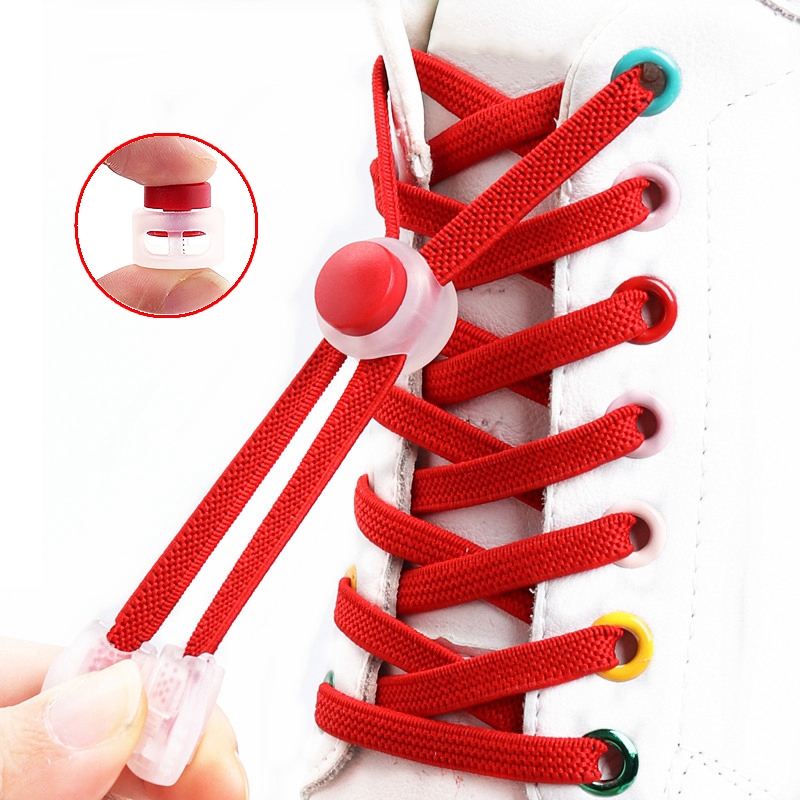 Elastic Shoe Laces Round Snap Locks Flat Shoestrings Without Ties Kids ...