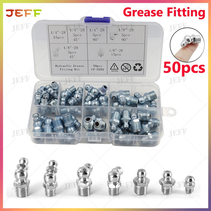 50PCS Nickel Plated Grease Fitting Grease Nipple Universal Car Truck ...