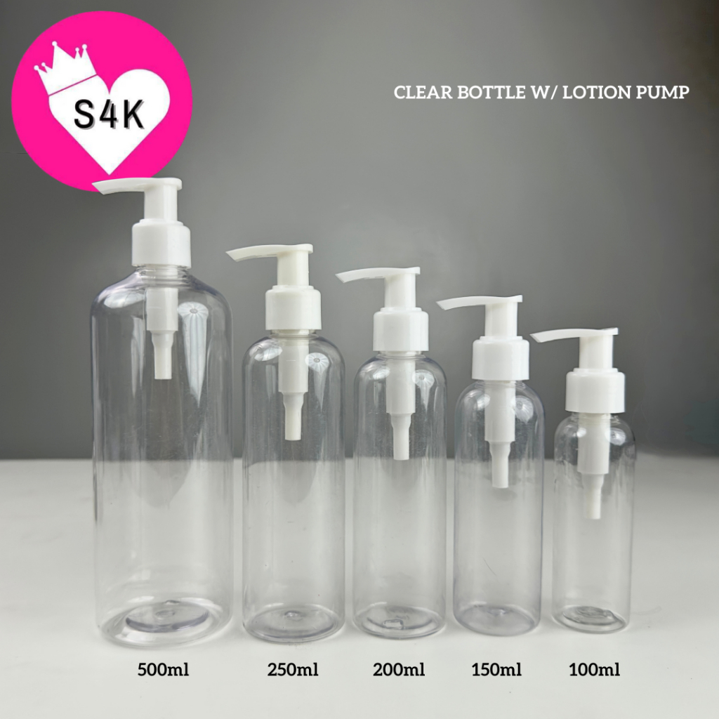 Clear Refillable Bottle with White Lotion Pump – For Lotion, Shampoo ...