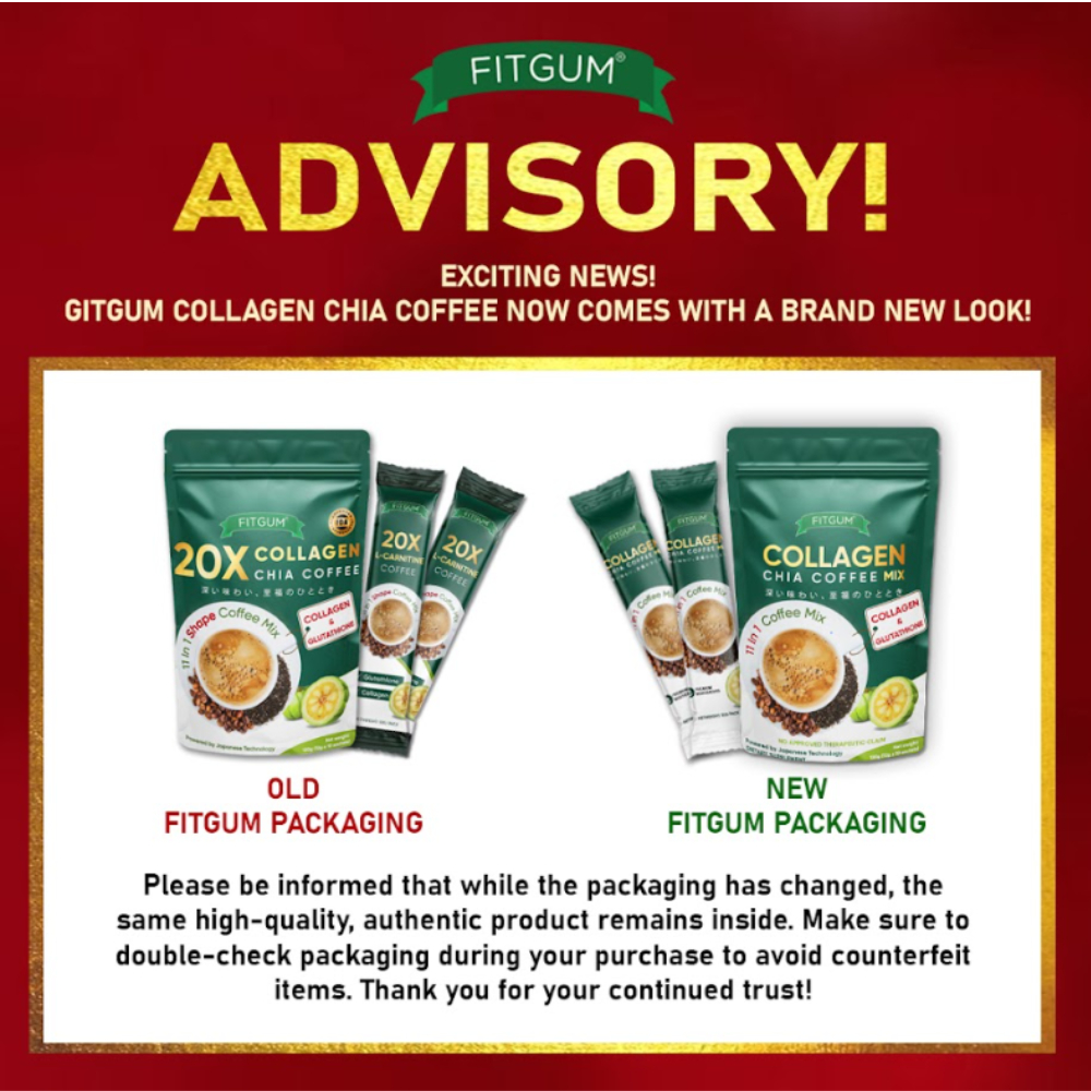 FITGUM 20X Collagen Chia Coffee 11 in 1 Coffee Mix Slim Body Bright ...