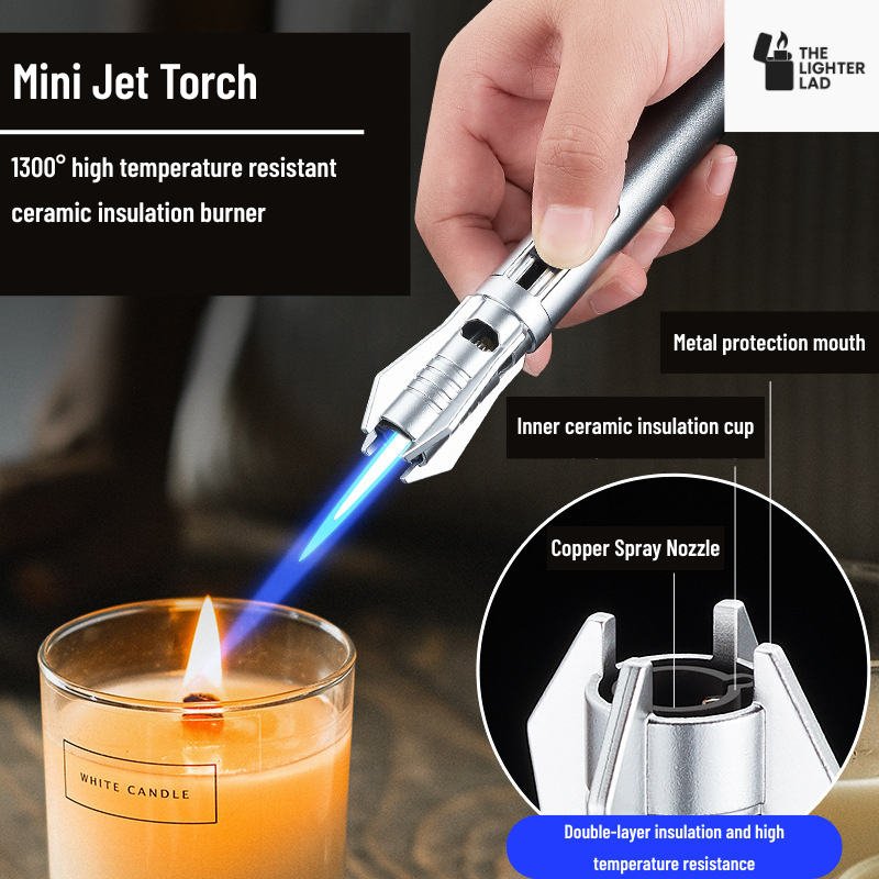 Windproof Butane Mini Jet Torch Lighter Blue Flame Refillable Design ...