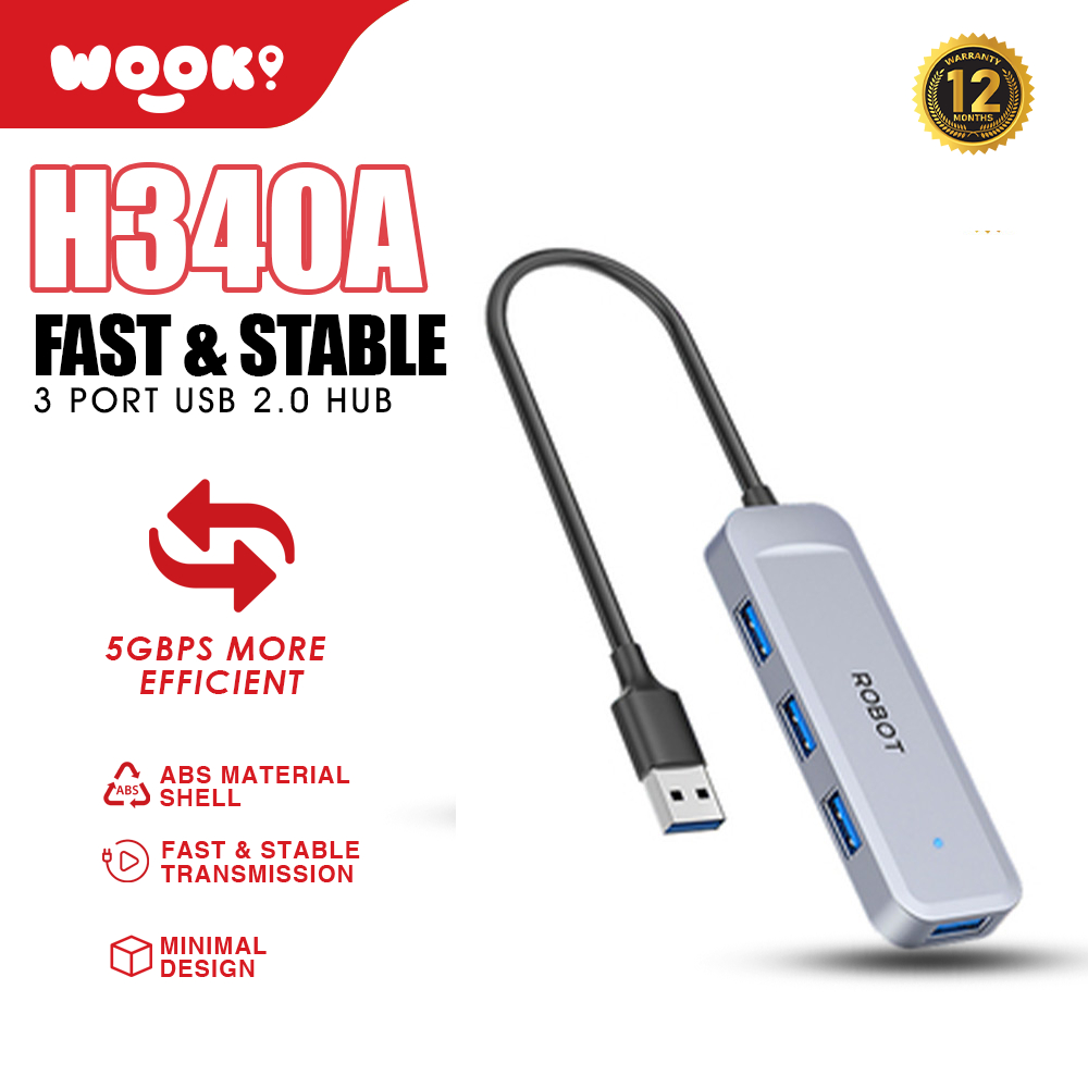 ROBOT H340A 4 Ports USB Hub A to USB 3.0 5Gbps Transfer speed - 12 ...