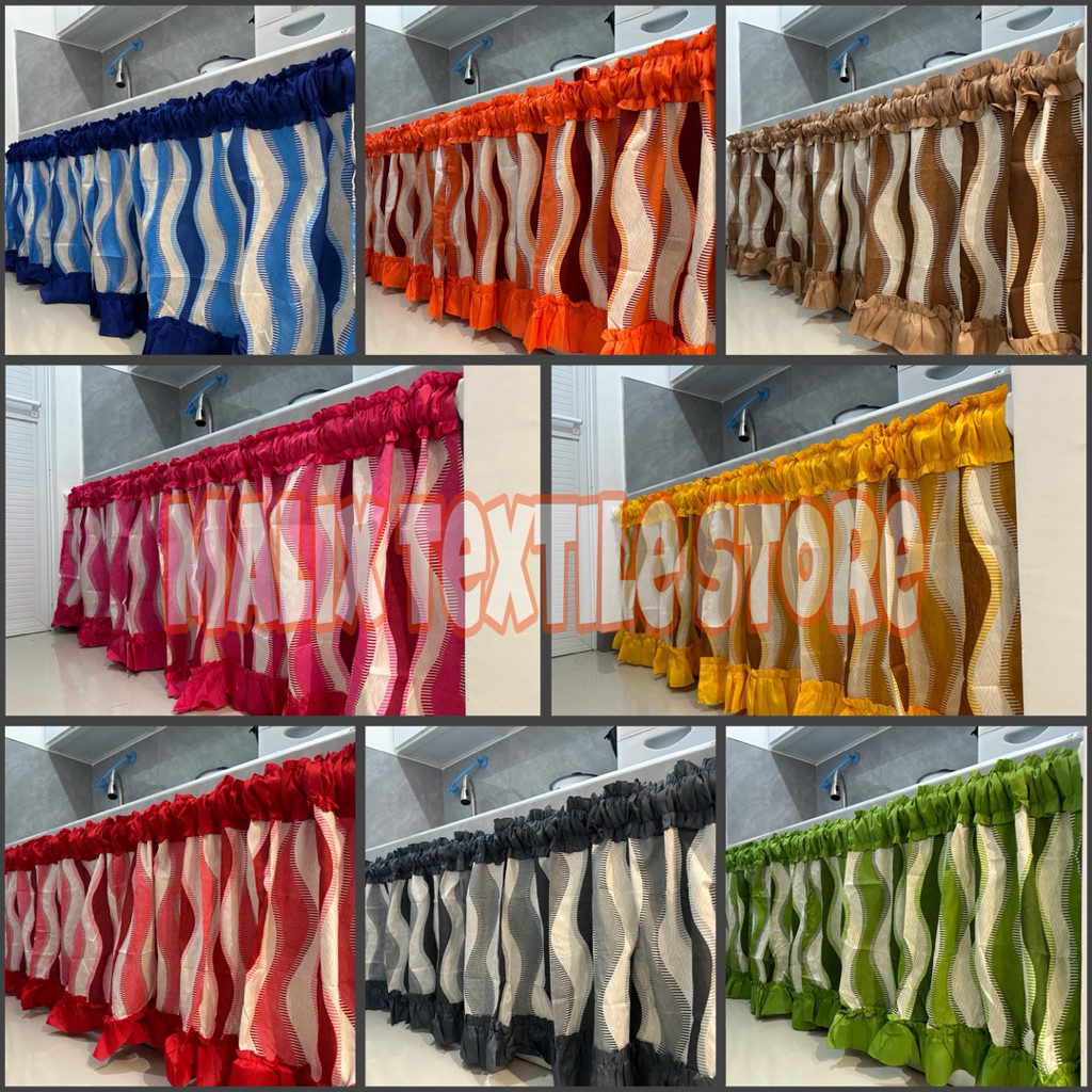Curtain Sink Kitchen Kurtina Panlababo Wavy Design 27.5 x 58 Inches ...