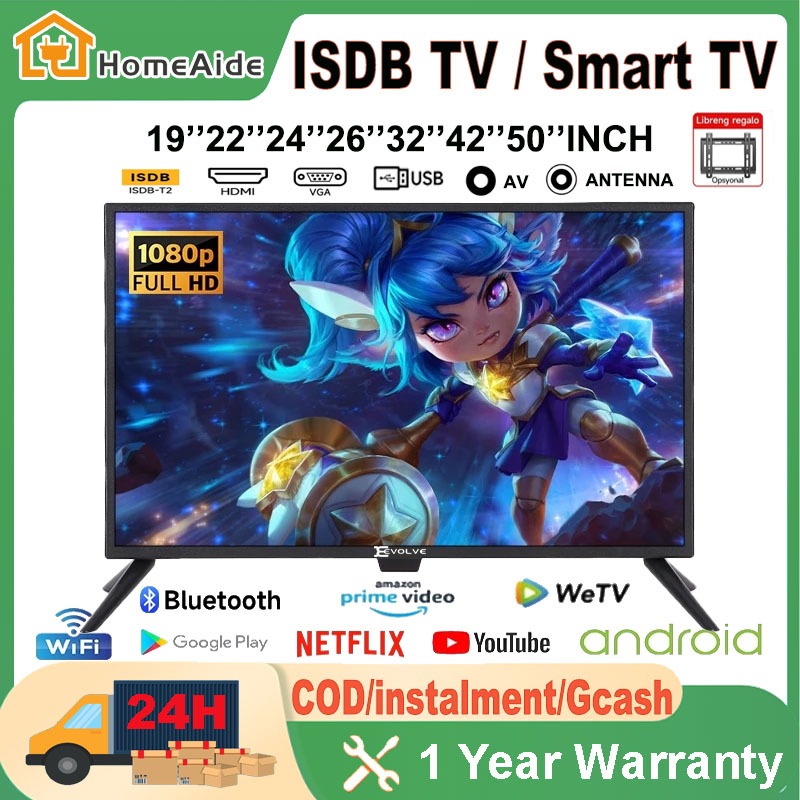 Smart TV 19/22/24/26/32/42/50 Inch Smart TV Flat Screen Led TV Android TV | Shopee Philippines