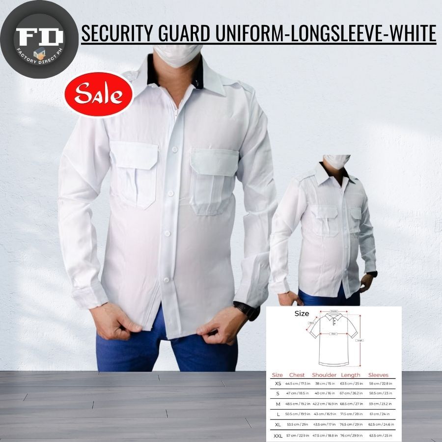BODEGA SALE Security Guard Long Sleeves Polo Polyester Plain White ...