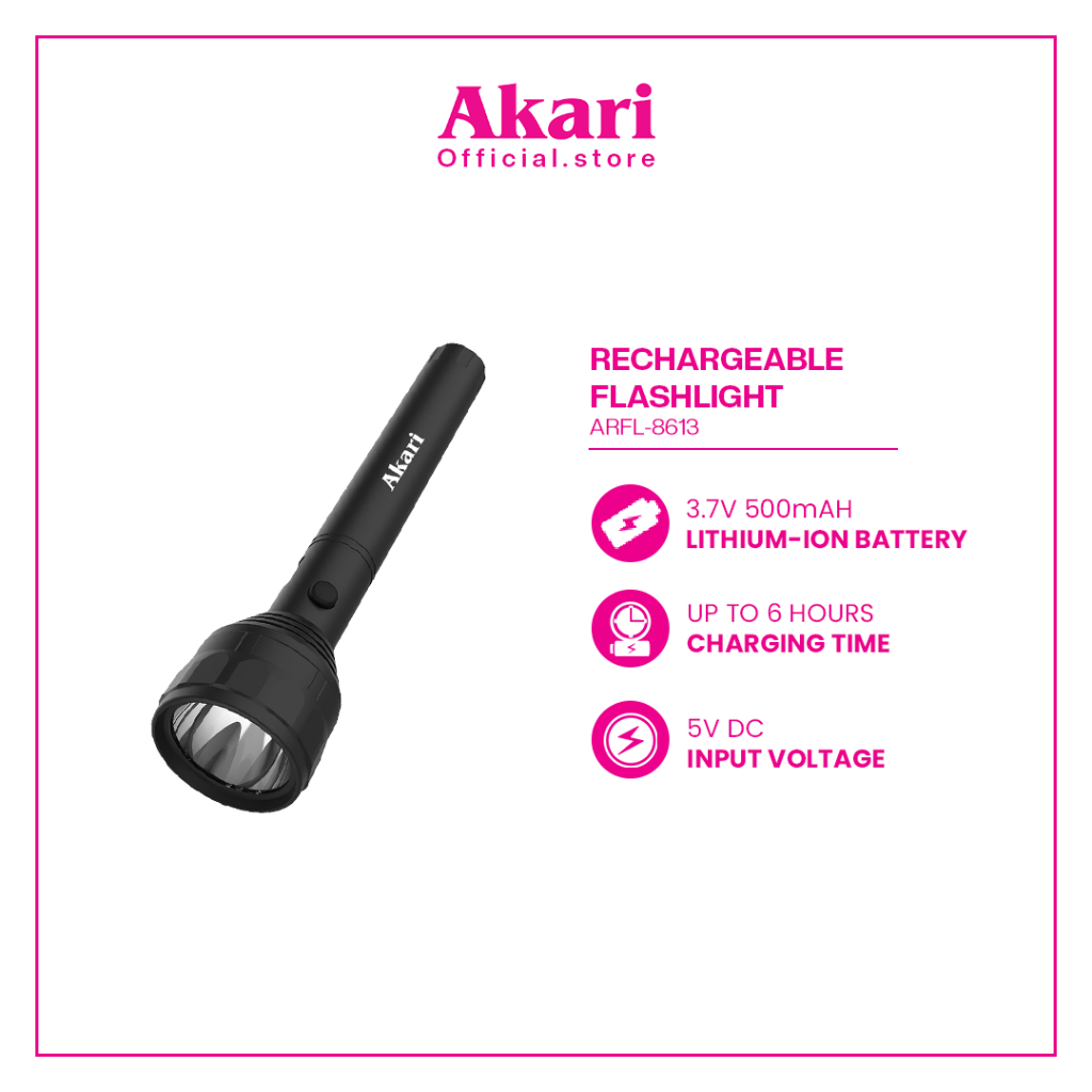Akari Rechargeable Power flashlight (ARFL-8613) | Shopee Philippines