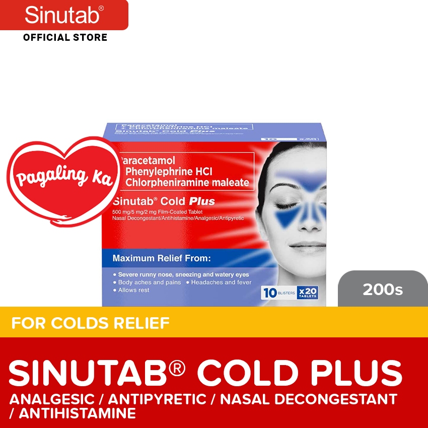 Sinutab Cold PLUS Tablets 200s : for colds, sipon, headache, runny nose ...