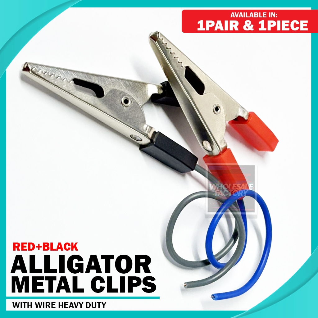 Alligator Clips Terminal Test Red & Black Electrical Battery Crocodile ...
