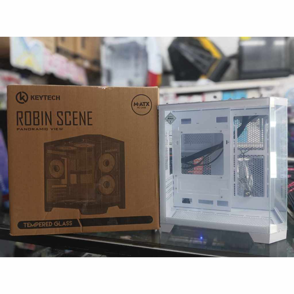 Keytech Robin Scene mATX Dual-Chamber PC Gaming Case Tempered Glass ...