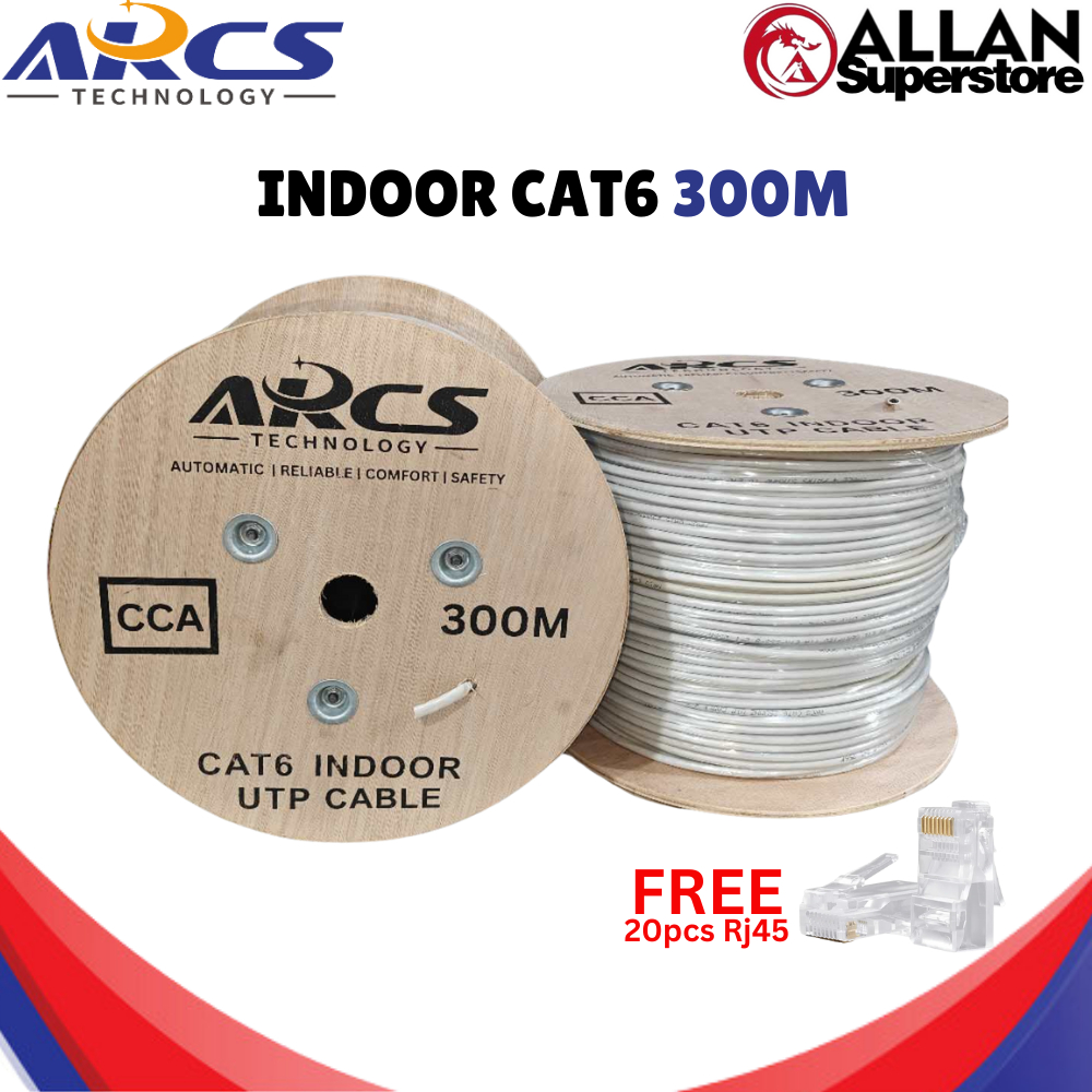 Cat6 Bulk Ethernet Cable 300m – Indoor White CCA UTP LAN Cable, RJ45 ...