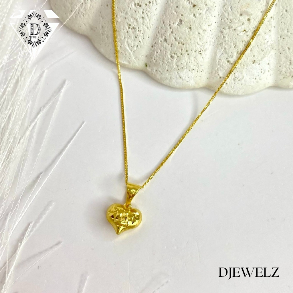 18K Foxtail Chain with Small Heart (8mm) Pendant | Shopee Philippines