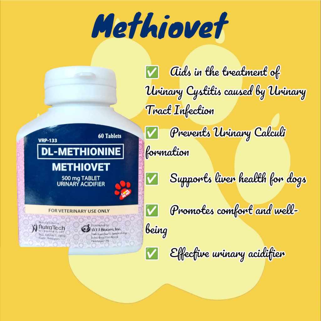 Methiovet 500mg DL-Methionine Urinary Acidifier – 60 Tablets For Dogs ...