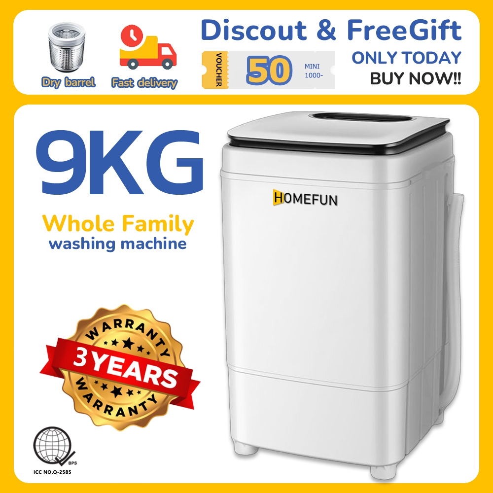 HOMEFUN Portable Washing Machine With Dryer 8KG Blue Light ...