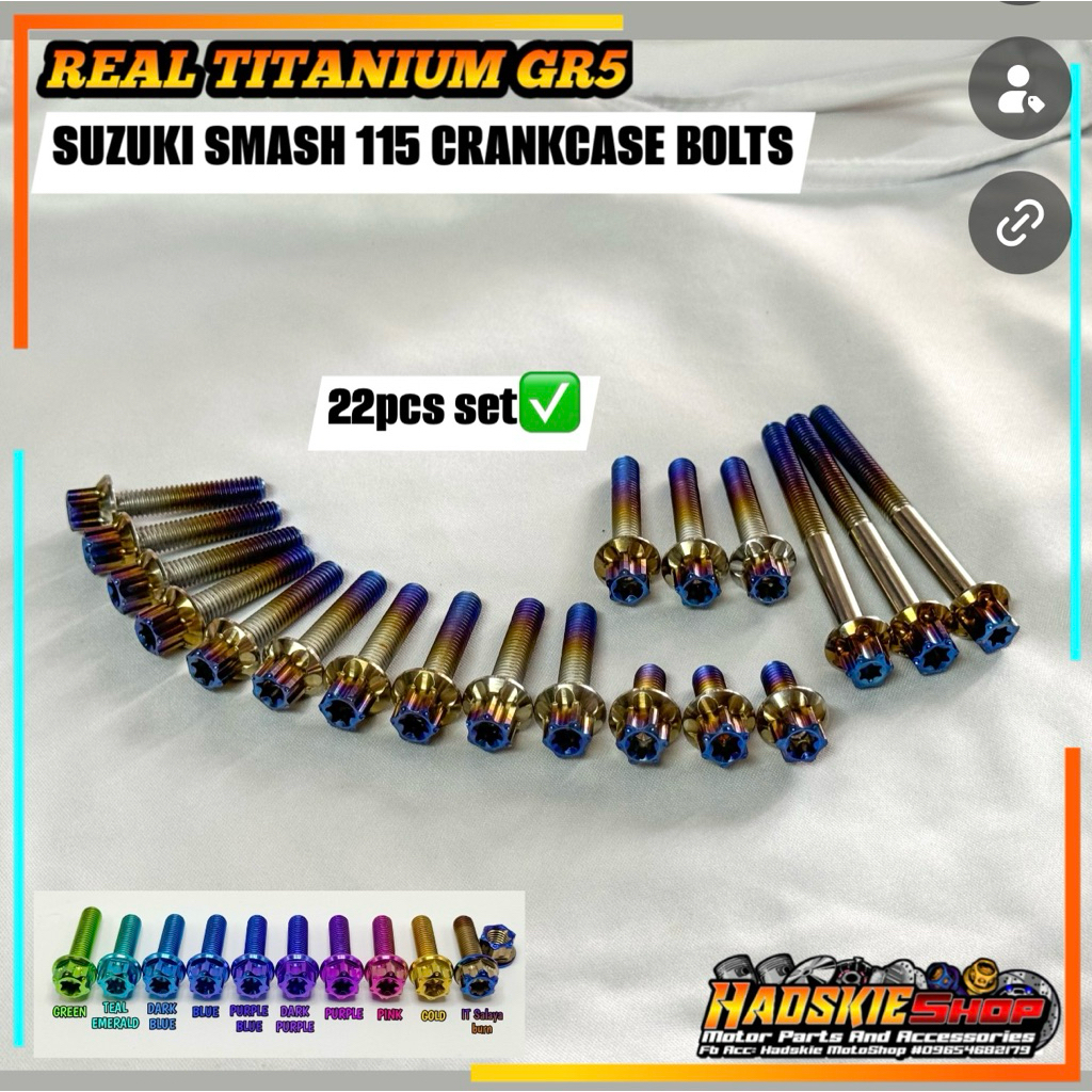 REAL TITANIUM GR5 SUZUKI SMASH 115 CRANKCASE BOLTS SET IT SALAYA BURN ...