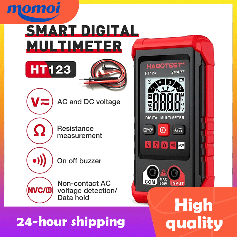 HT123 Digital Multimeter 600V AC/DC, Auto-Ranging, High-Precision, Anti ...