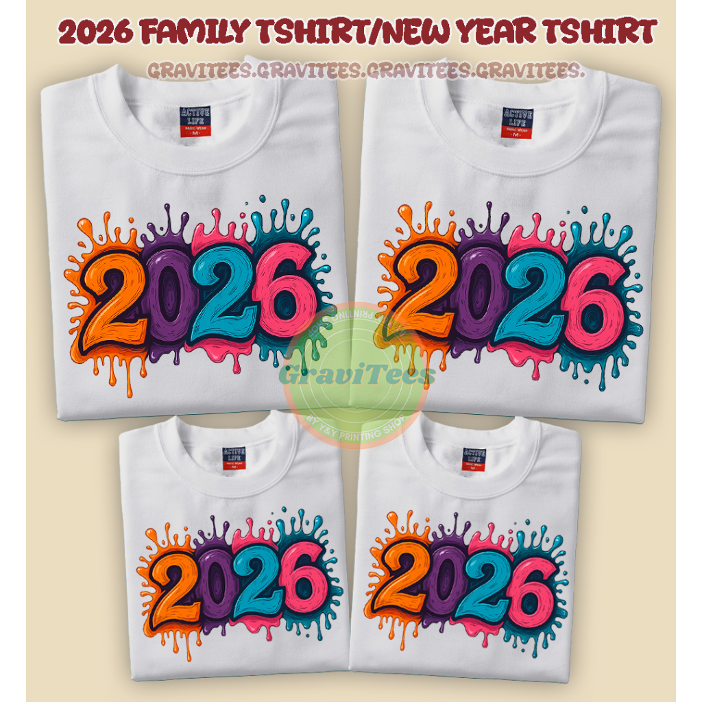 2026 FAMILY TSHIRT CLOUD DANCER COLOR GRAFFITI DESIGN 2026 NEW YEAR ...
