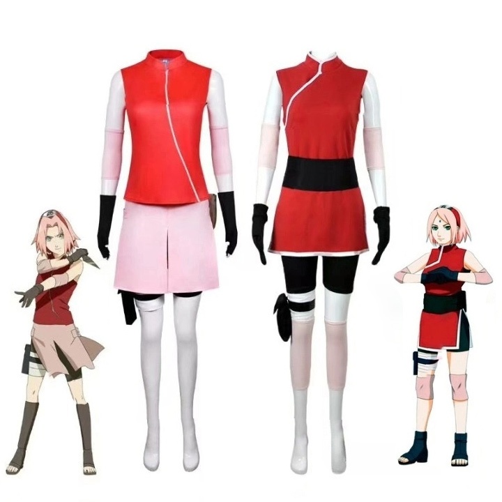 Haruno Sakura Cosplay Costume Wig Women Girls Skirt Outfit Ninja Anime ...