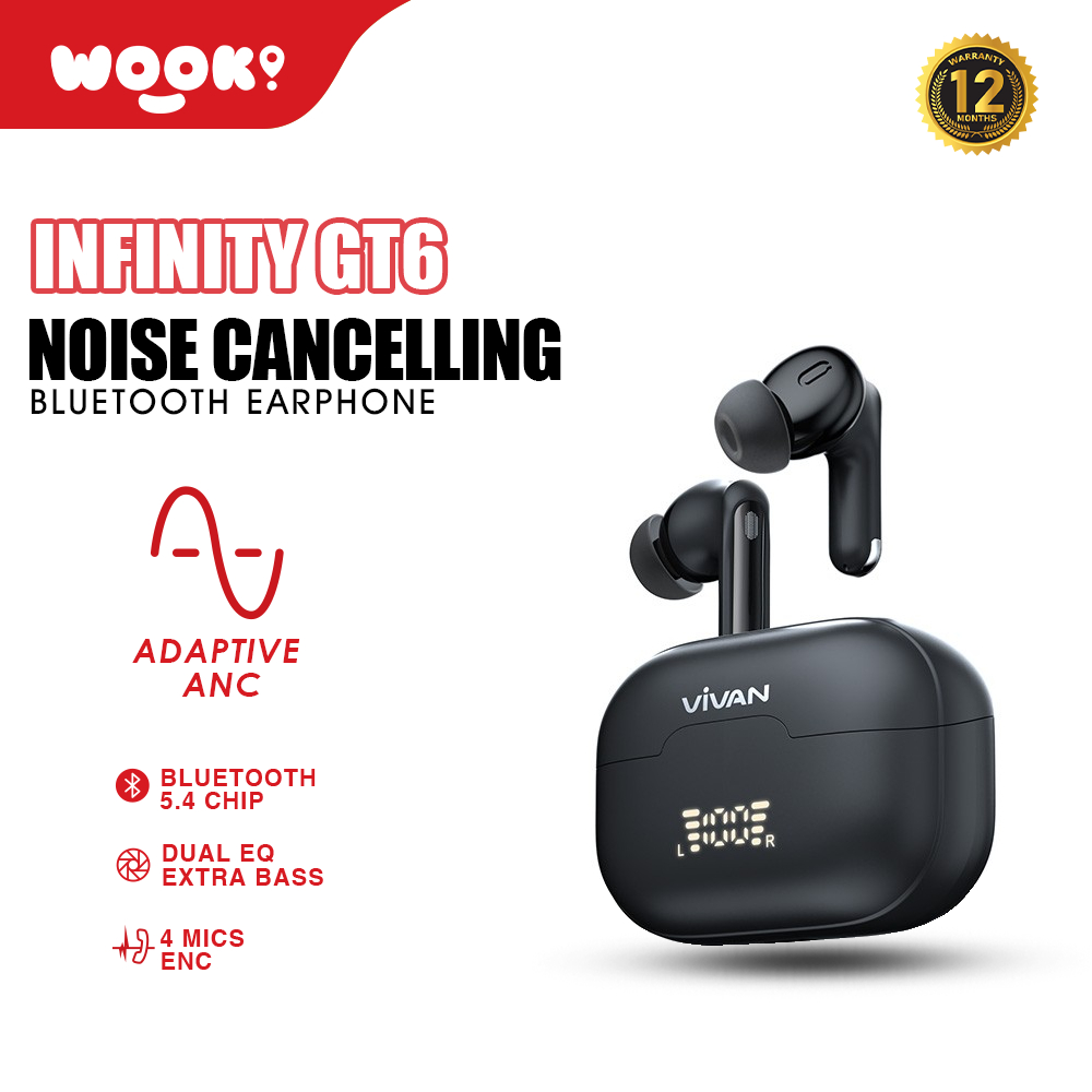 VIVAN Infinity GT6 Noise Cancelling Bluetooth 5.4 TWS Earphone Earbud ...