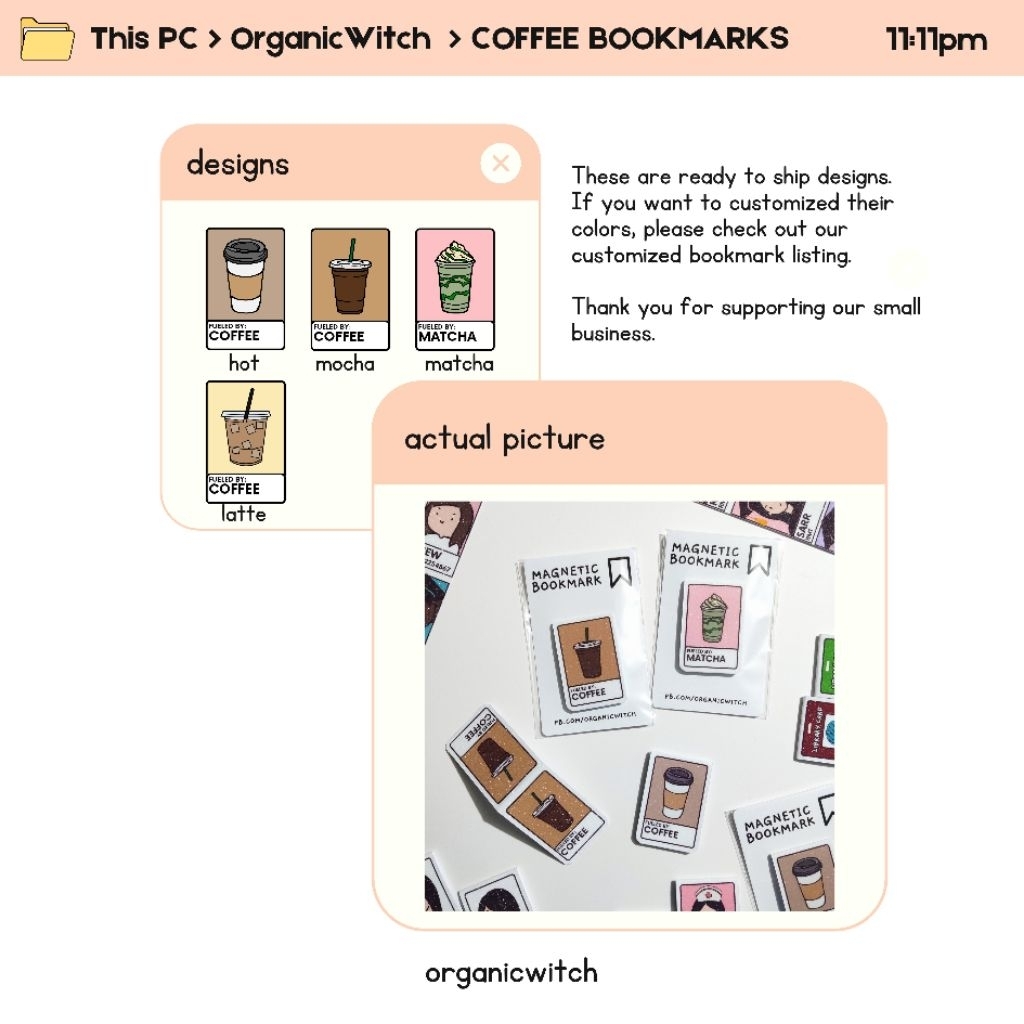 Coffee Magnetic Bookmarks ( iced / hot / matcha / mocha ) | Shopee ...