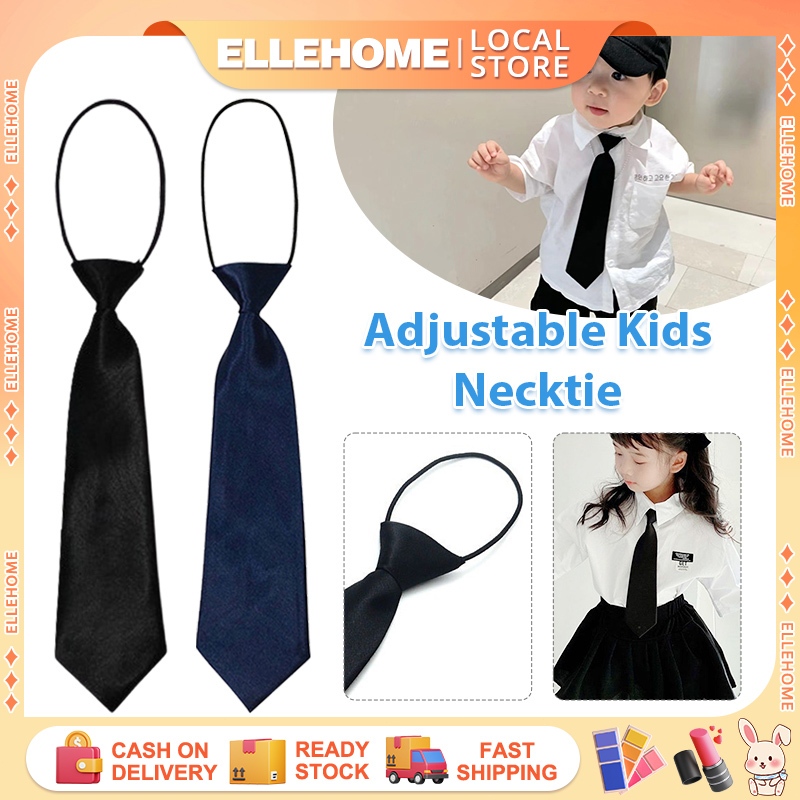 Adjustable Kids Necktie Unisex Fashion Elastic Solid Simple Tie Student ...