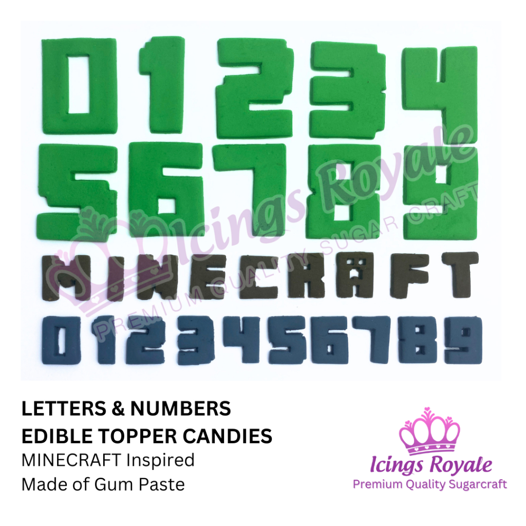 MINECRAFT and ROBLOX Inspired Letters and Numbers Edible Toppers ...