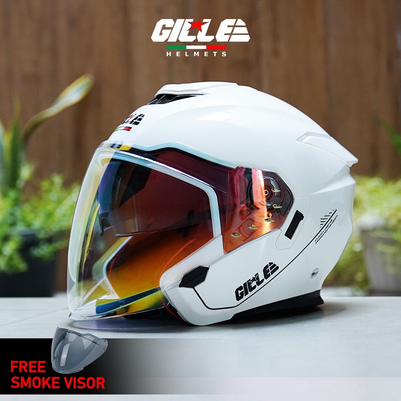 【𝑶𝑭𝑭𝑰𝑪𝑰𝑨𝑳】GILLE VISAGE Dual Visor Revo Half Face Helmet for Motorcycle ...