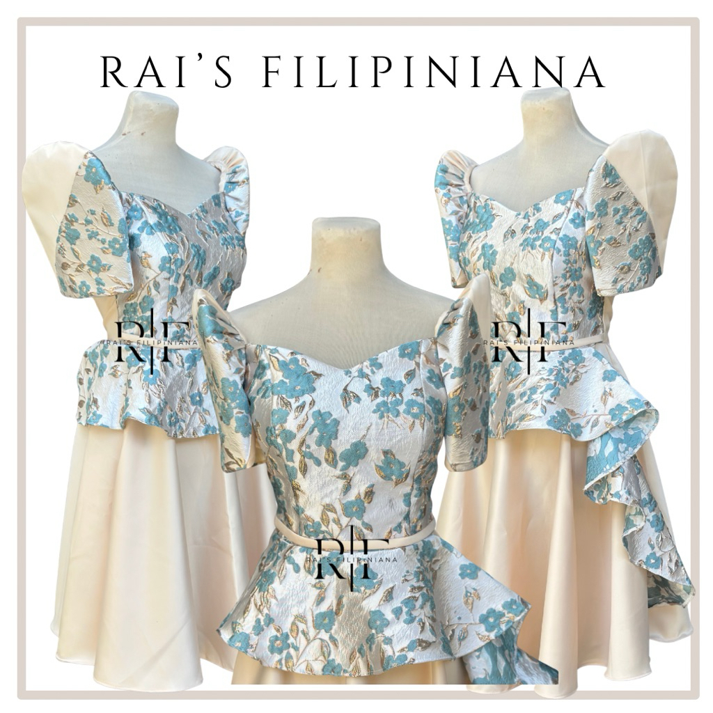 Modern Filipiniana Maxi Midi Dress Raffles (brocade) | Shopee Philippines
