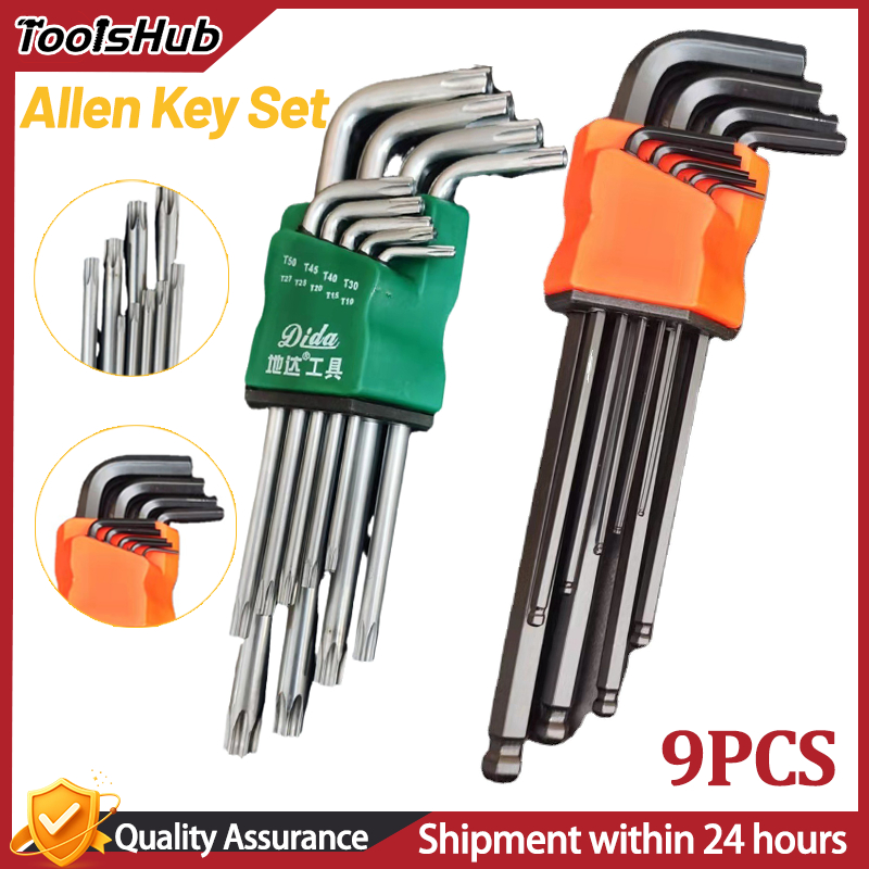9PCS Allen Key Set Ball End Hex and Star Torx Flower Keys Metric Sizes ...