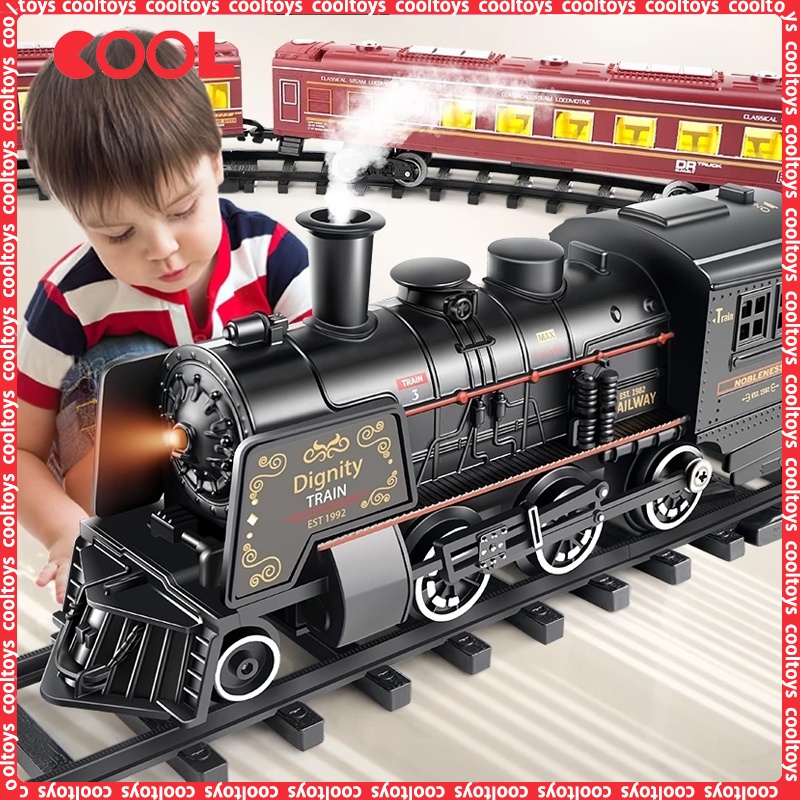 Steam Train Toys with Music Railway Big Classical Train Track Puzzle ...
