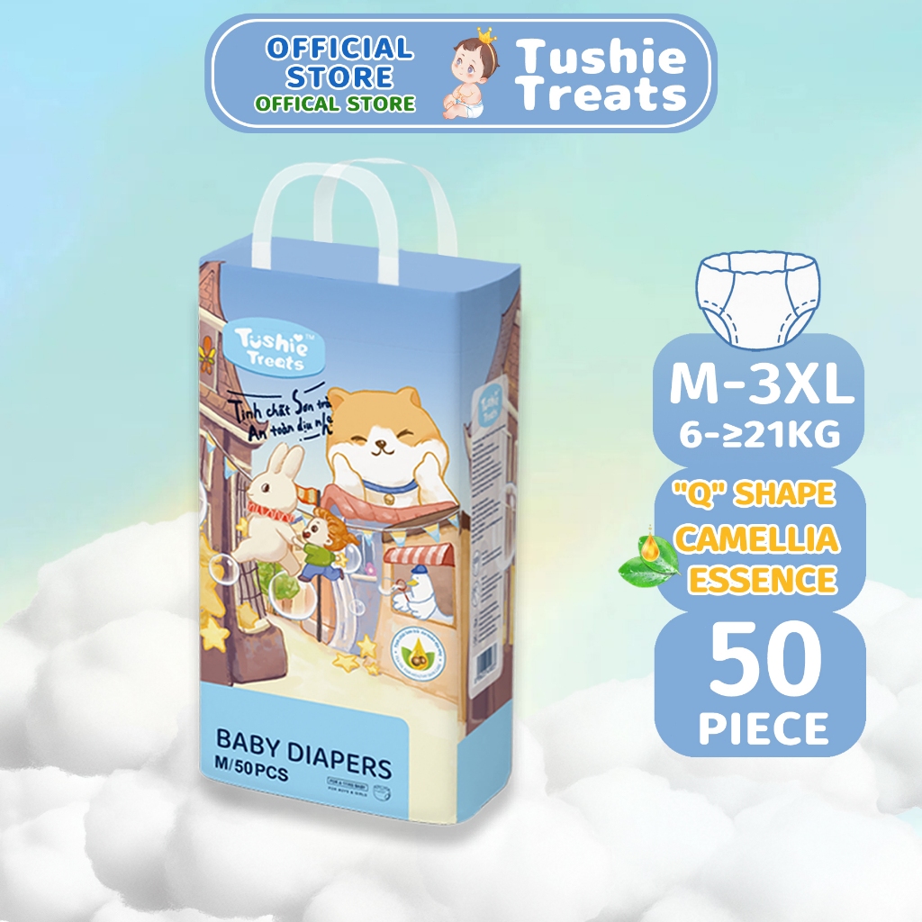 【M-3XL】Tushie Treats Premium Q-Cut Baby Diapers 1000ml Absorption ...