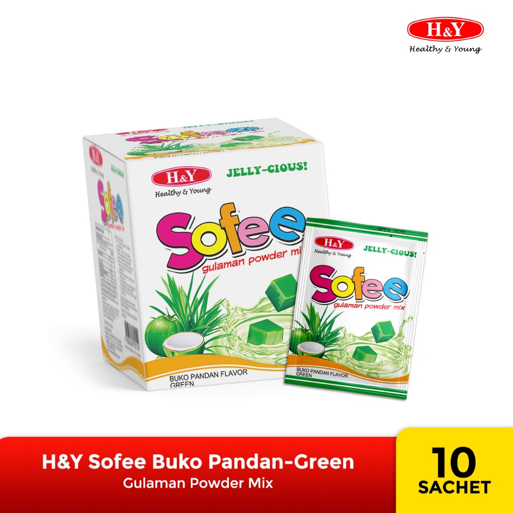 H&Y Sofee Jelly Powder Mix Gulaman (Buko Pandan Flavor) 10 Sachet/box ...