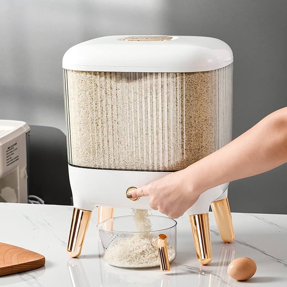 Rice dispenser insect-proof fashion press rice bucket with measuring ...