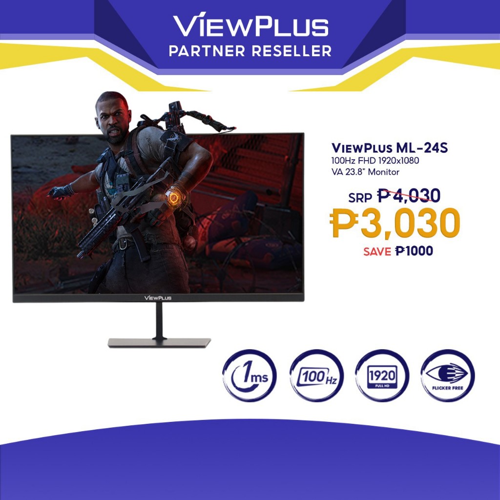 VIEWPLUS ML-24S 100Hz FHD 1920x1080 VA 23.8" Monitor | Shopee Philippines