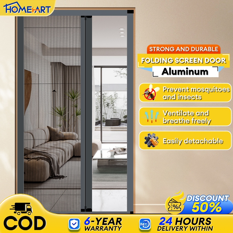 Trackless Folding Screen Door Accordion Sliding Door Home Aluminum Anti ...