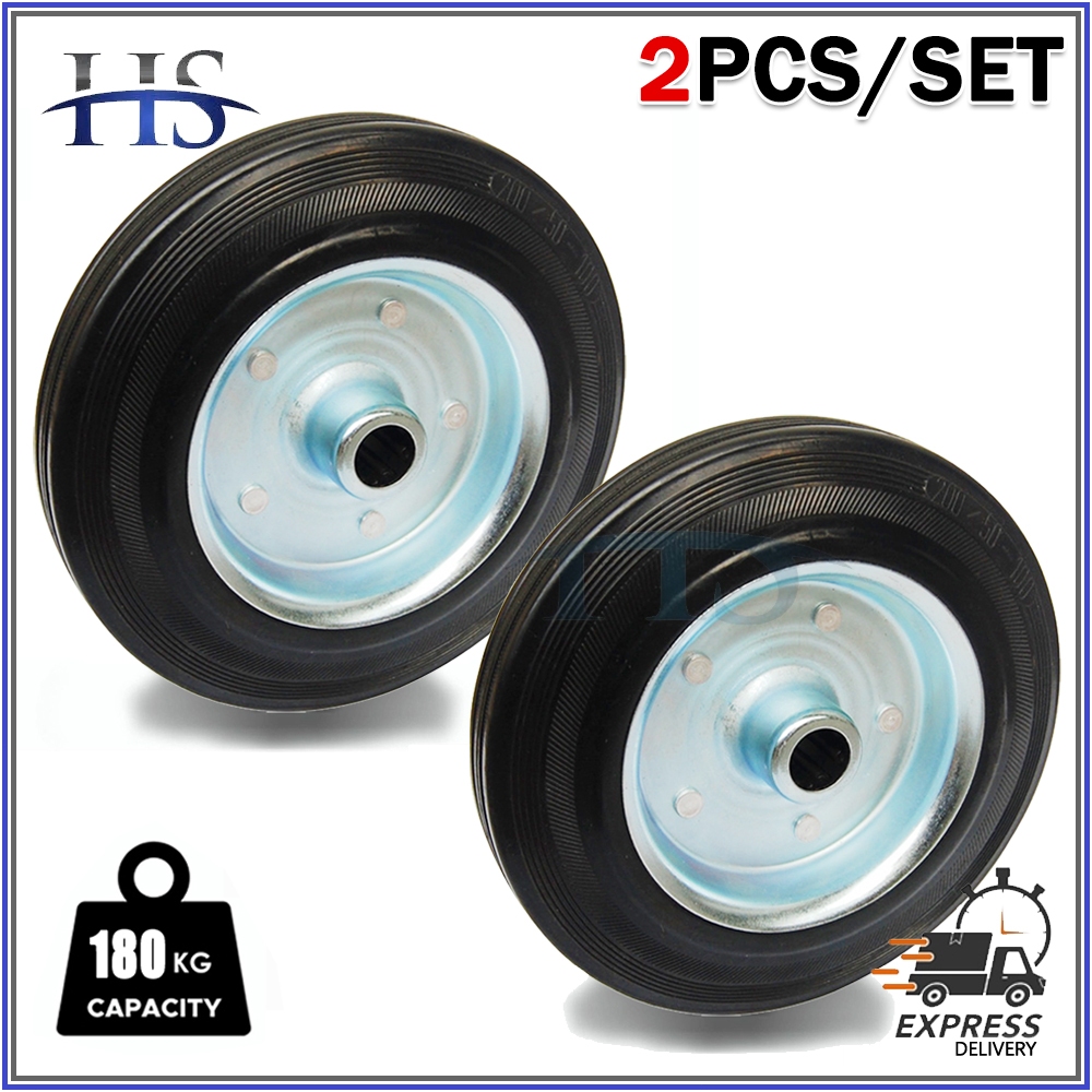 2PCS (3 Inch - 10 Inch) Single Rubber Wheel Caster Heavy Duty Pushcart ...