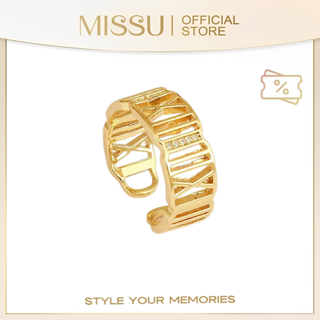 Missu 18K Gold Plated Zircon Adjustable Ring Accessories for Women ...