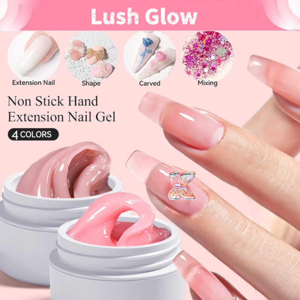 8ML Non Stick Hand Solid Extension Nail Gel Clear Nude Pink Extension ...